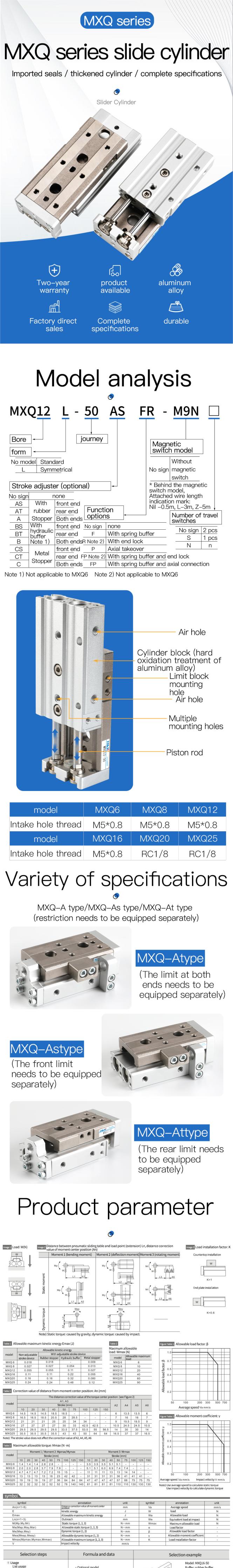 Linear Guide Pneumatic Air Slide Table Cylinder Hlq/mxq Series, High ...