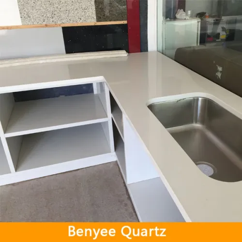 L Shape Quartz Stone Kitchen Benchtop, Quartz Kitchen Countertops, High ...