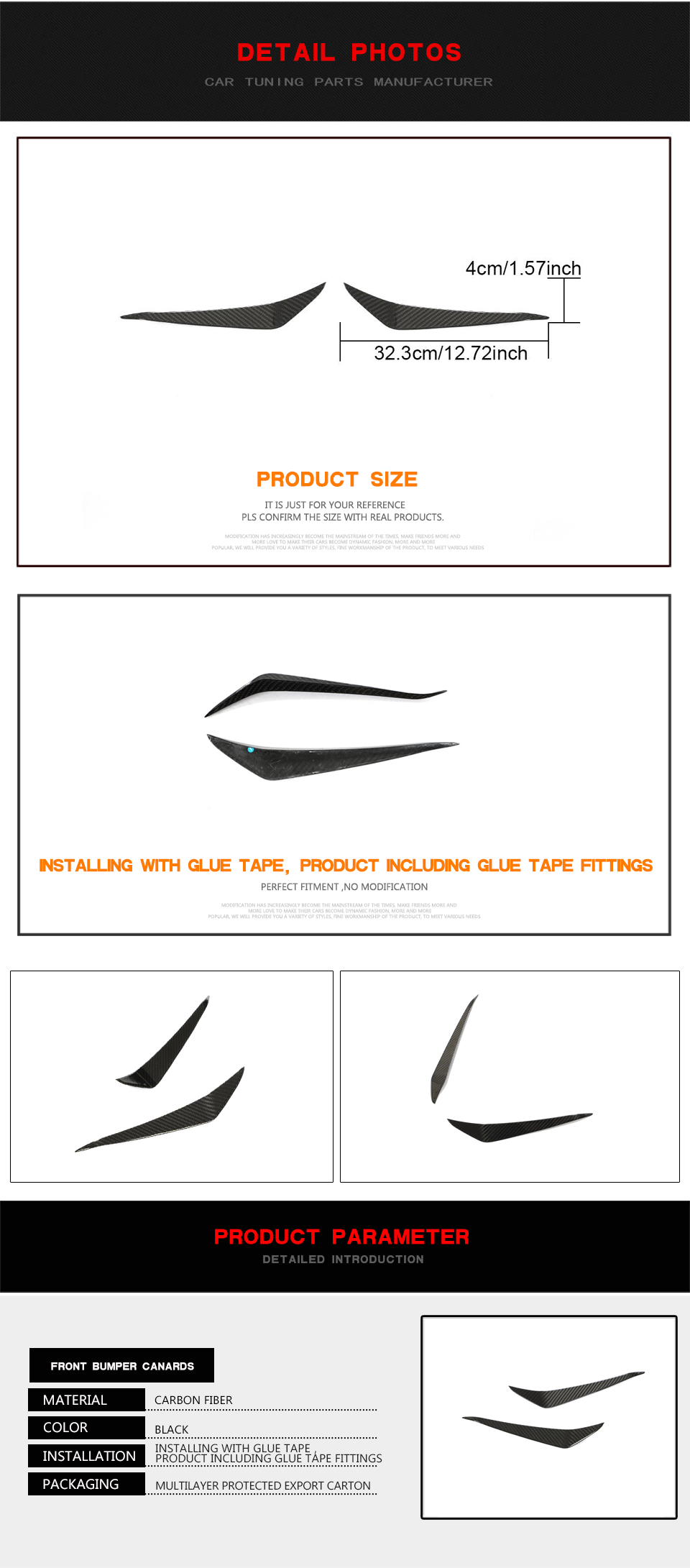 Carbon Fiber Front Bumper Trims For Porsche 718 Boxster/cayman 2016 ...