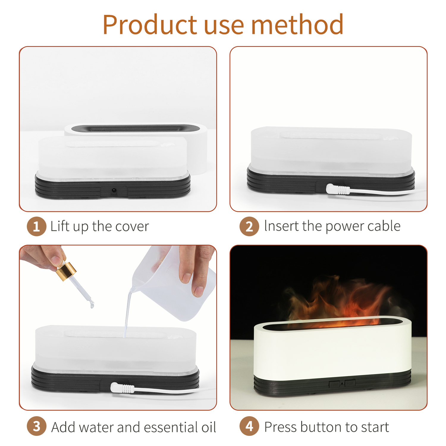 Customizable 100ml Rectangle Box Flame Aroma Diffuser, High Quality ...