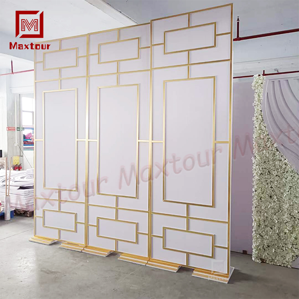 Golden Acrylic Hotel Floral Backdrop - Wedding Event Decorations ...