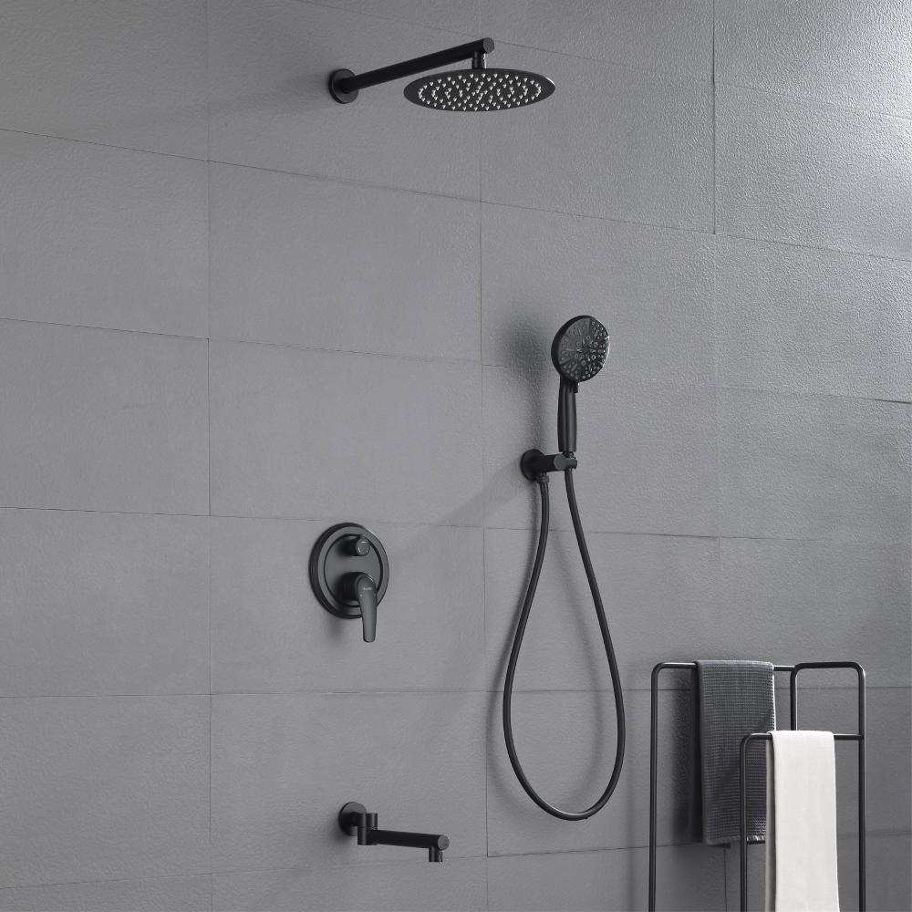 Brass 3 Functions Matte Black Bathroom Shower Set, High Quality Brass 3 ...