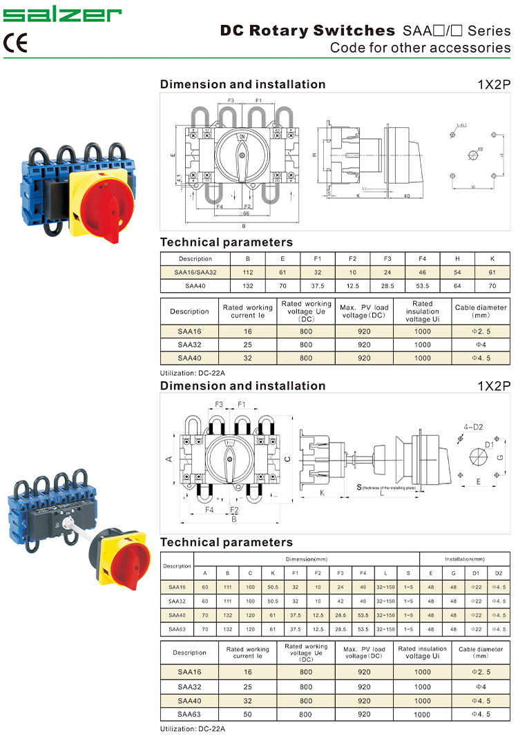 Salzer Cam Operated Change Over Switch 16a Sa16 2pole (tuv, Ce, And Cb ...