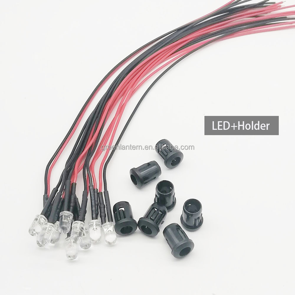 12v Dc Super Bright 10mm Clear Led With 20cm Pre-wired Cable, High ...