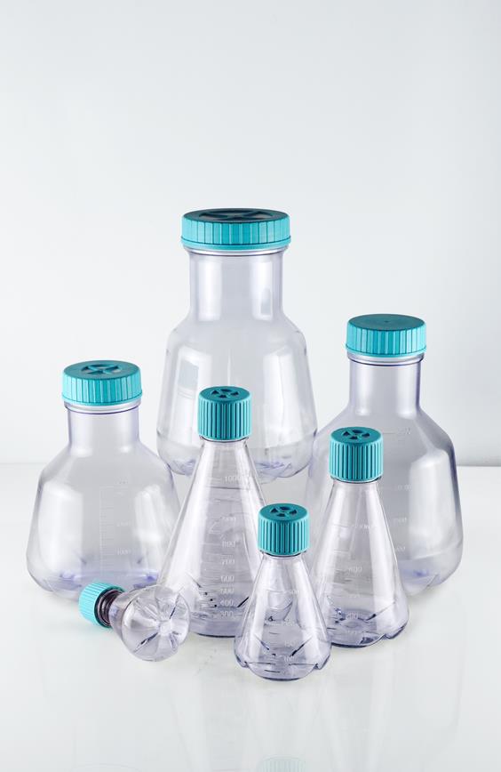 125 mL PC Erlenmeyer Flasks Baffled Seal Cap China Manufacturer