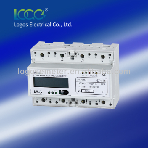 Logos Three Phase Din Rail Multi-rate/ Tarrif Electronic Energy Meter,kwh Meter, Class 1, High ...