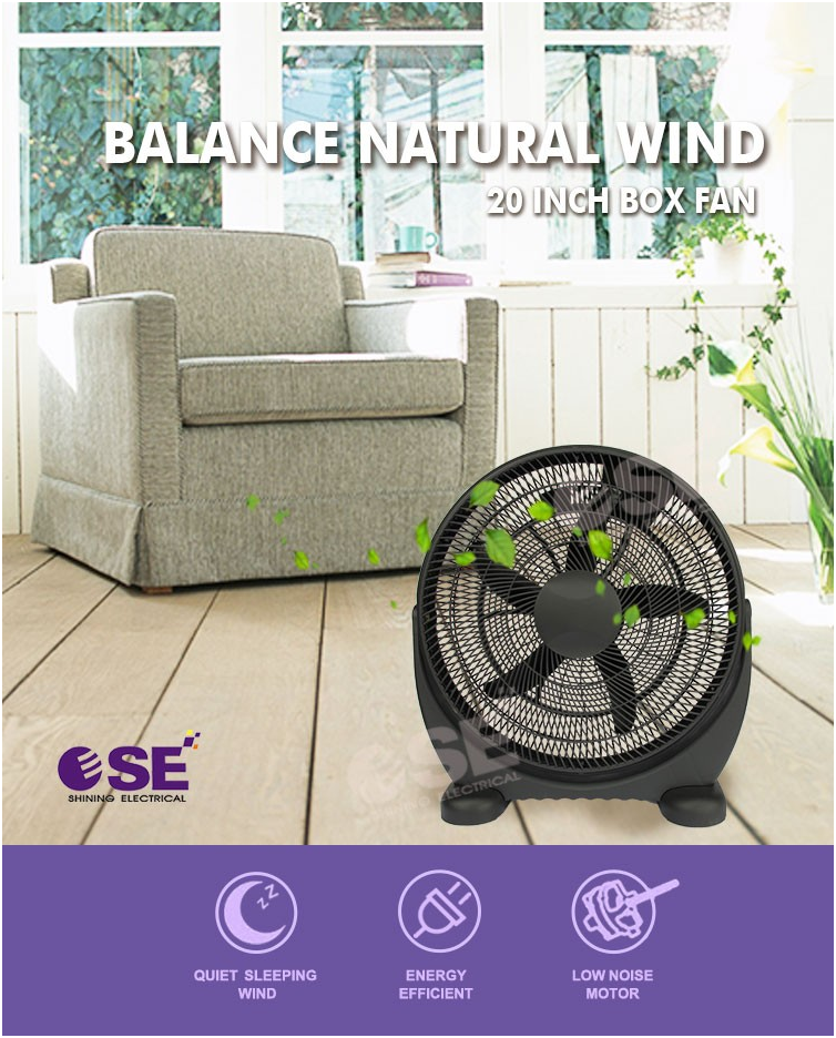 Copper Motor 20 Inch Box Fan With 5 Pp Blades For Enhanced Cooling ...