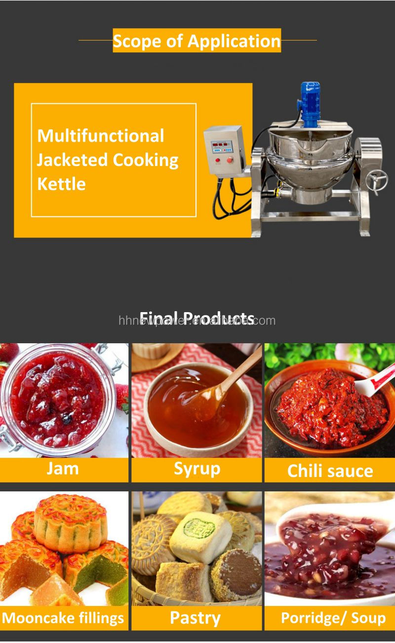 200 Liter Industrial Tilting Electric Jacketed Kettle Pot With Mixer ...