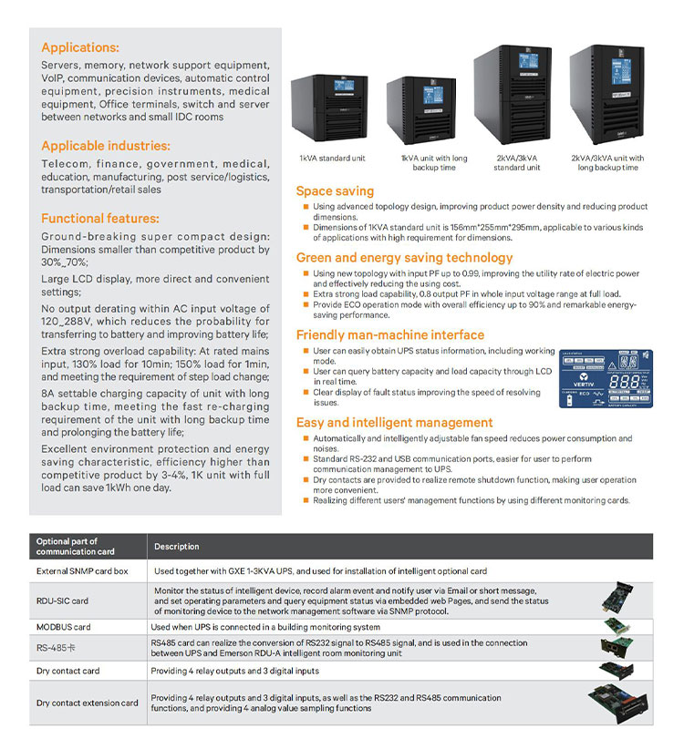Vertiv Liebert Gxe Smart 3000va Pure Sine Wave Ups For Data Center It ...