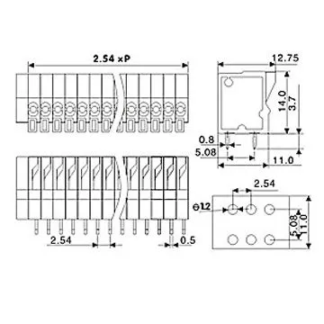 Pcba Spring Screwless Terminal Block Connector, 2.54mm Pin Spacing ...