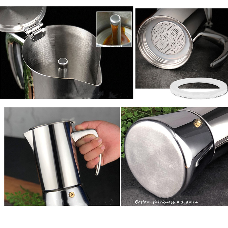 Geyser Coffee Maker Induction Cooker 300ml 304 Stainless Steel Espresso ...