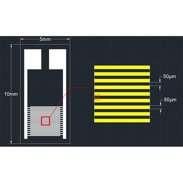 50 Micron Flexible Interdigital Electrode (ide) Pet Capacitor Array Gas ...