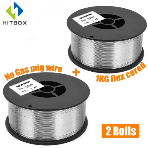 Hitbox Welding Wire Mig Tools Flux Cored 1kg 0.8mm Size 2 Rolls Self Shielded Gas-less E71t-gs ...