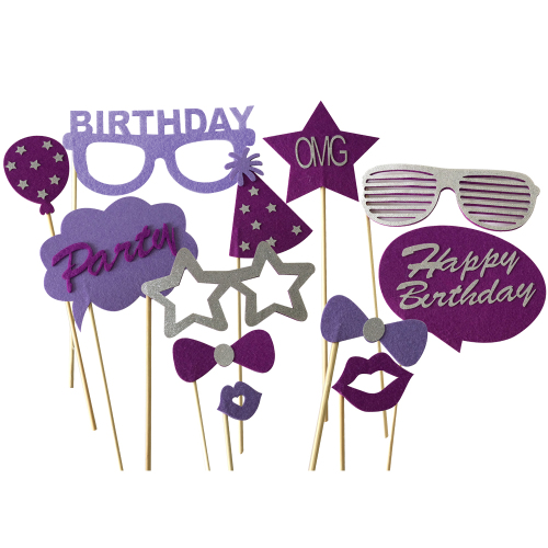 Purple Birthday Party Photo Booth Props, High Quality Purple Birthday ...