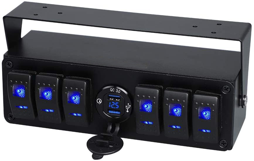 6 Gang Rocker Toggle Switch 12v Panel With Quick Charge 3.0 Usb And ...