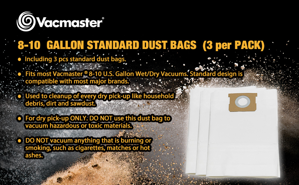 Vacmaster 8-10 Gallon Standard Dust Bag 3 Pack Vdbm, High Quality ...