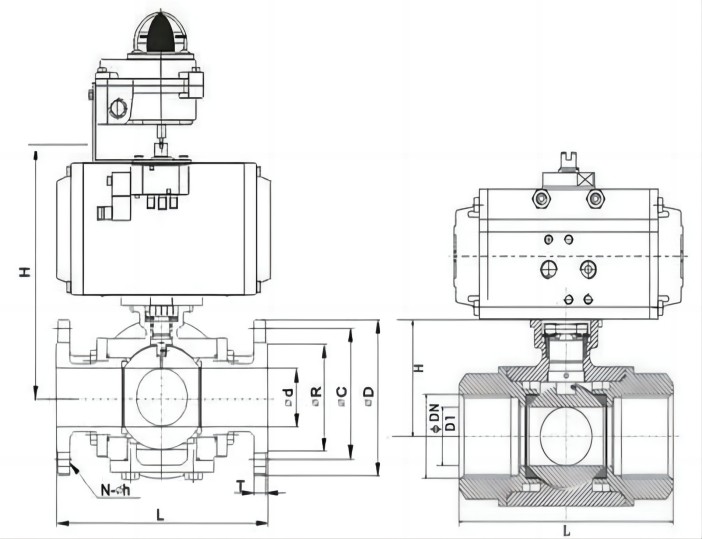 Dn50-300 3 방향 볼 밸브, Bossgoo.com의 고품질 Dn50-300 3 방향 볼 밸브