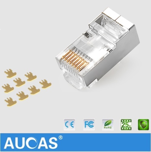 For Network Communication Rj45 Female 8 Pin Cat6 Metal Plated Connector ...