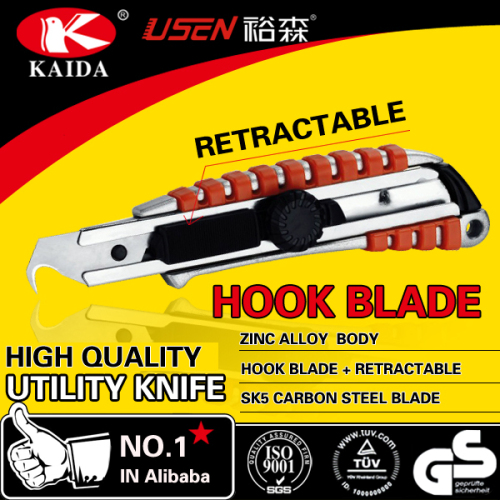 Auto Retractable Safety 18mm Snap Off Blade Zinc Alloy Utility Knife ...