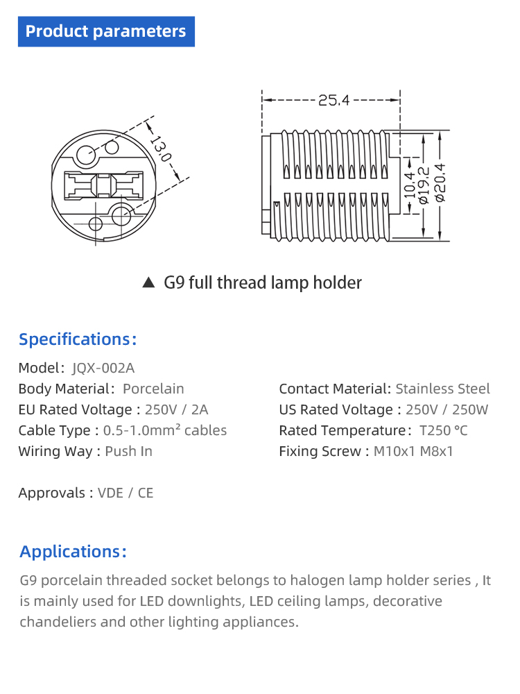 Ceramic Full Thread Stainless Steel Lampholder For Popular Product ...