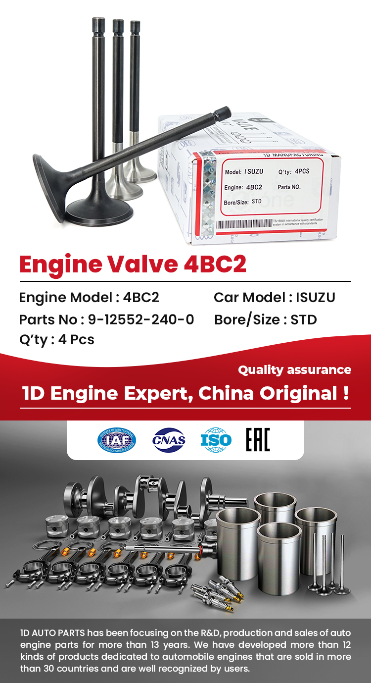 Isuzu 4bc2 용 엔진 부품 흡입 배기 밸브, Bossgoo.com의 고품질 Isuzu 4bc2 용 엔진 부품 흡입 배기 밸브