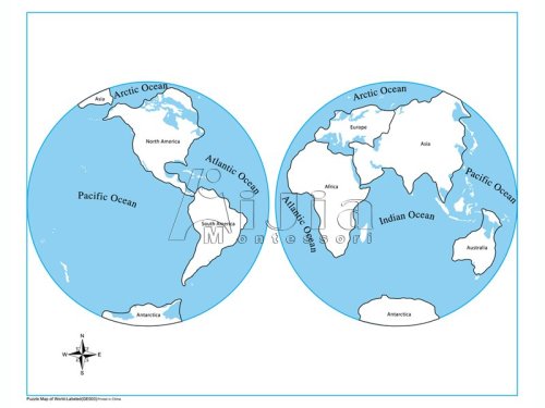 Montessori Labeled World Parts Control Map,montessori Materials, High ...