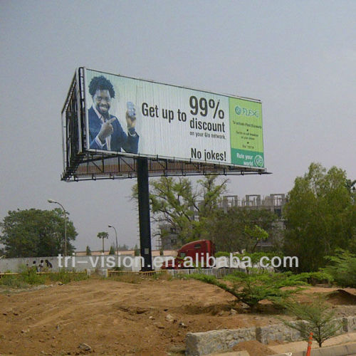 Pole Supported Outdoor Trivision Billboard Three Faces Advertisement ...
