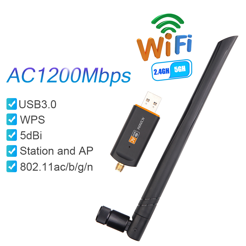AC1200Mbps USB3.0 Wifi Adapter RTL8812CU IEEE802.11ac Dual Band 5GHz 2 ...