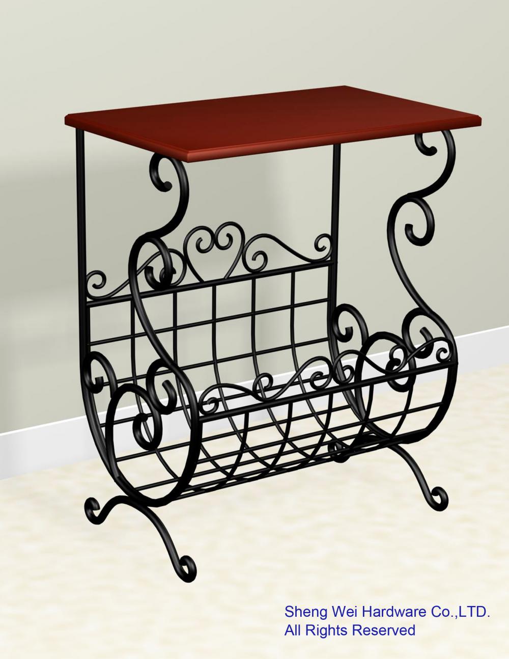 Metal And Wood Magazine Holder Sofa Side Table, High Quality Metal And ...