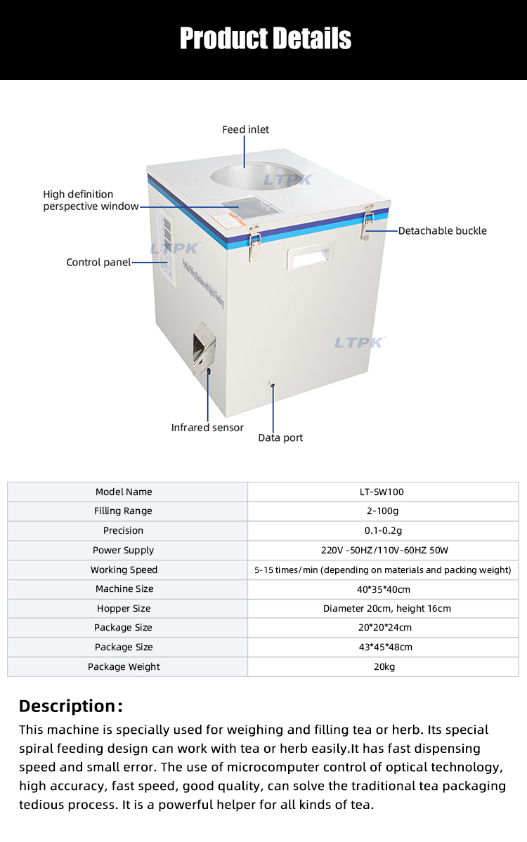 Lt-sw100 Semi-automatic Granule Tea Powder And Nut Raisin Filling ...