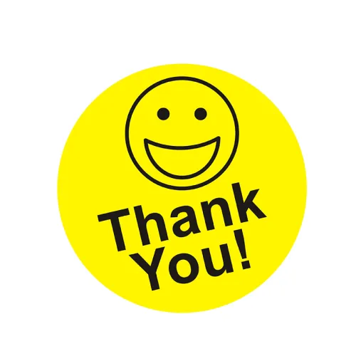Smiley Face Thanks Tag Stickers For Accepting Custom Content, High ...