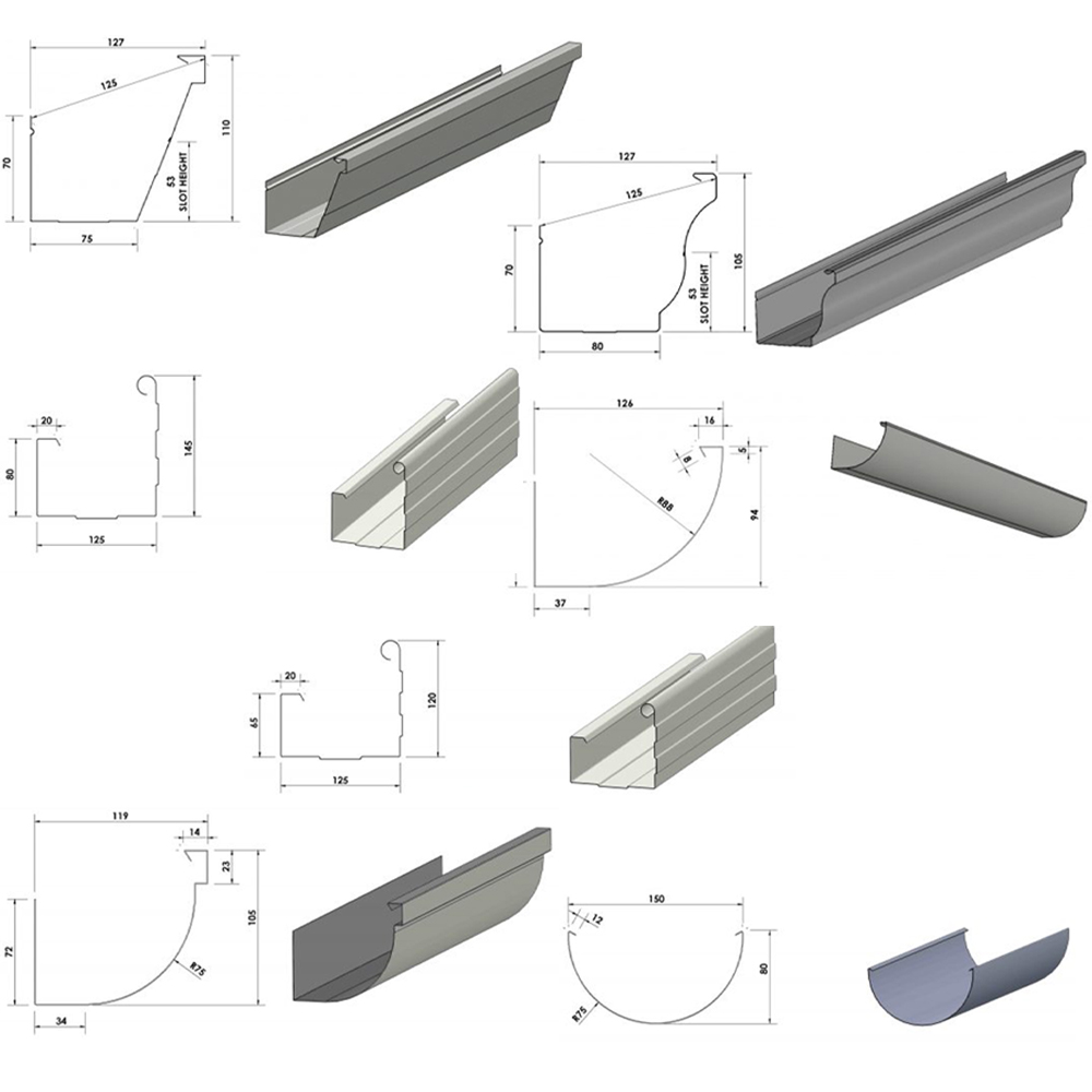 Aluminum Rain Drain Water Gutters And Metal Downspout Making Machine ...