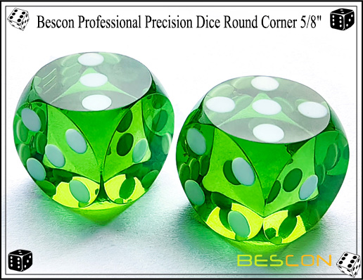 Bescon Dice Professional Precision Dice Round Corner 5/8" (16mm) with ...