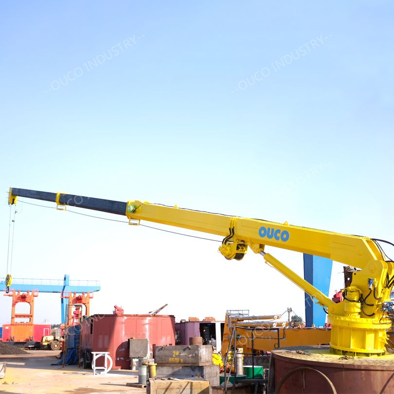 Marine cargo crane 0.2T20M telescopic crane installed on the ship deck ...
