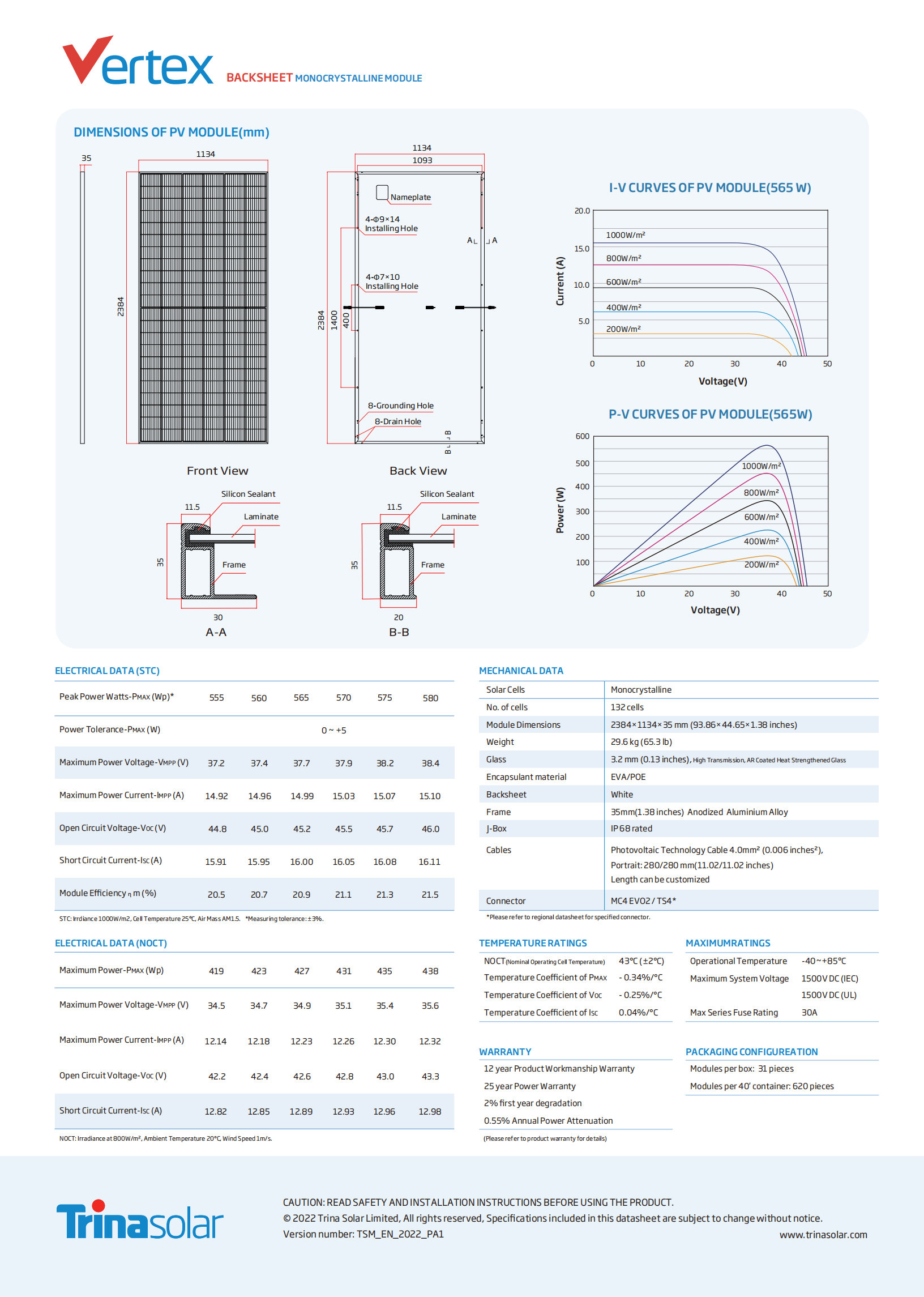 Topcon Trina N Type Vertex Solar Modules: 620w To 700w Pv Panels, High ...
