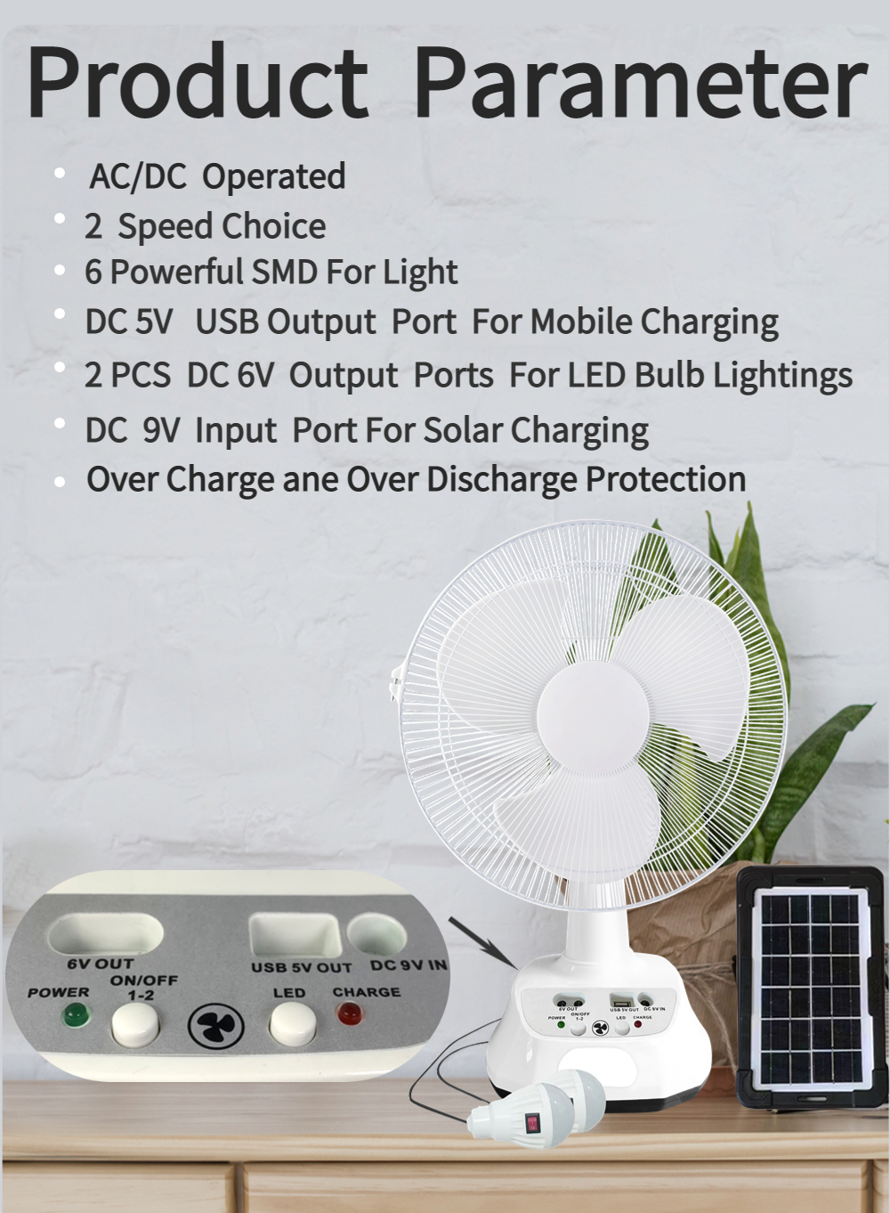 Ac/dc Operation 12 Inch Metal Grill Fan With 3 Blades - Rechargeable ...