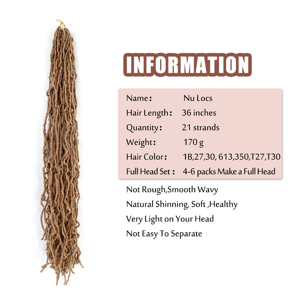 36inch Nu Faux Locs Crochet Braids Goddess Curly Wavy Twist Braiding ...