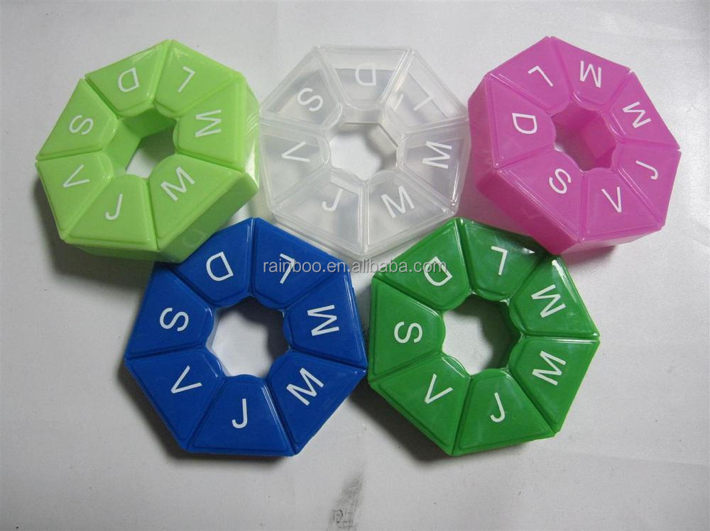 Braille-enabled 7-day Round Pill Box Case For Promotional Distribution ...