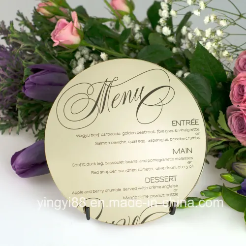 Engraved Round Acrylic Wedding Menus, High Quality Engraved Round ...