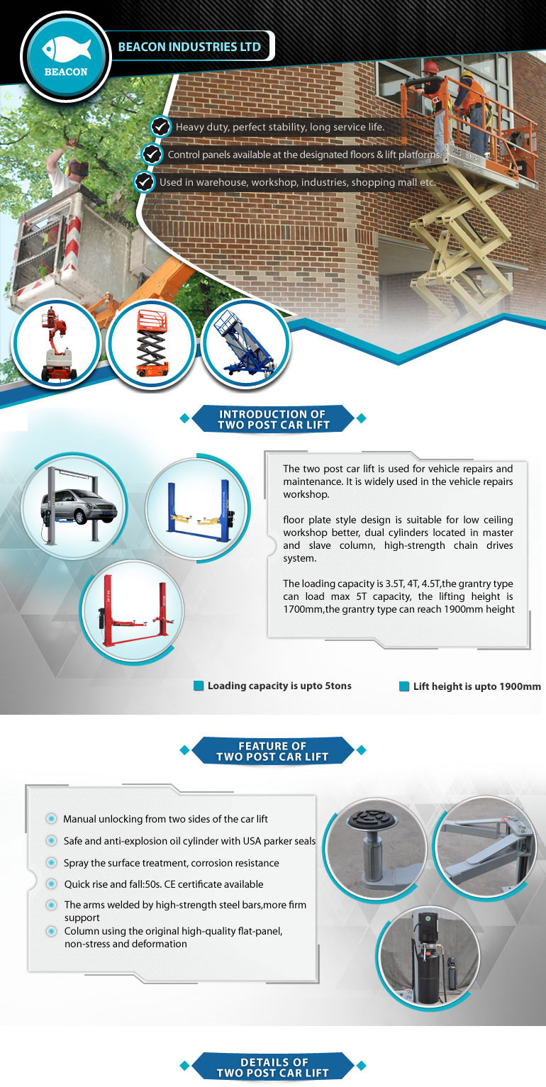 Electric Two-post Lift For Low Ceiling Garages (5000kg Capacity), High ...