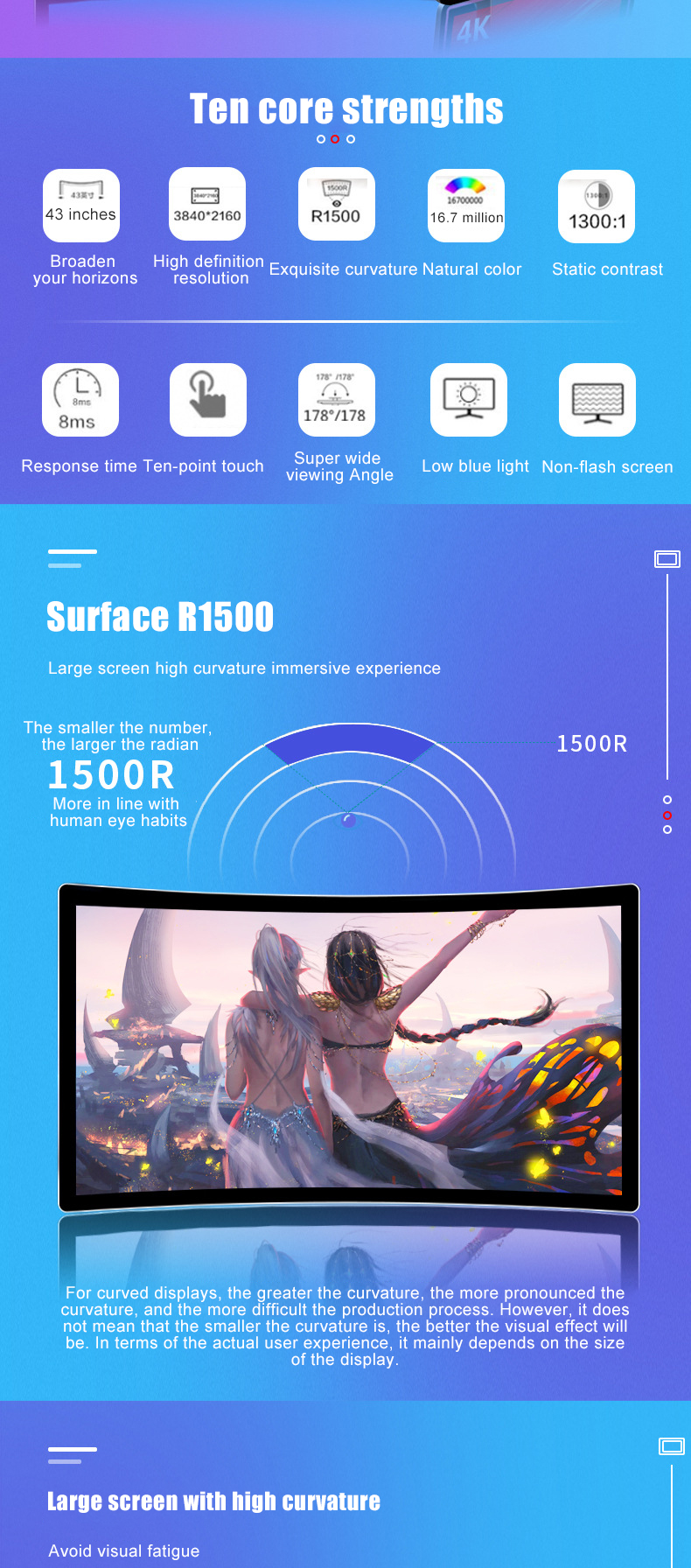 4k Curved Gaming Monitor With Led Display And Touch Screen - 49''/55 ...