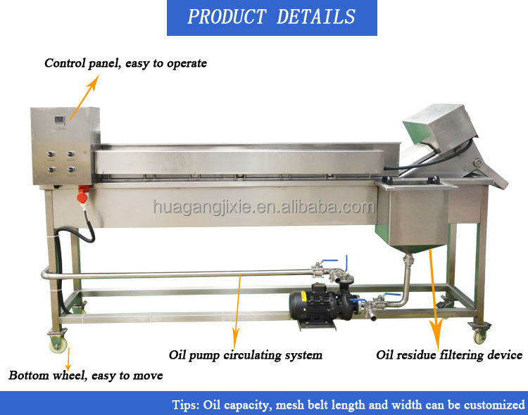 Continuous Snacks Conveyor Belt Frying Machine, High Quality Continuous ...
