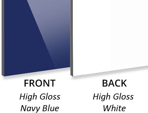 High Gloss Navy Blue / High Gloss White Acp 3 มม คุณภาพสูง High Gloss ...