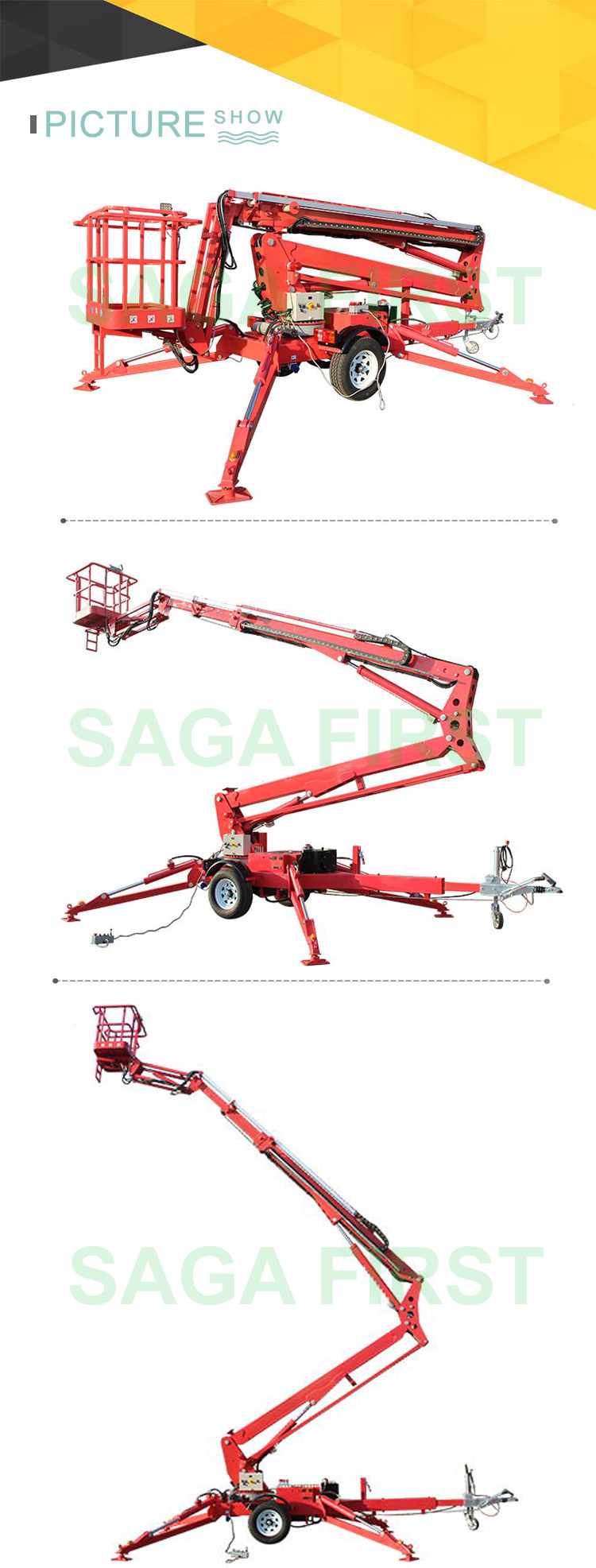 12m-14m Wheel-mounted Spider Articulated Boom Lift For Painting And ...