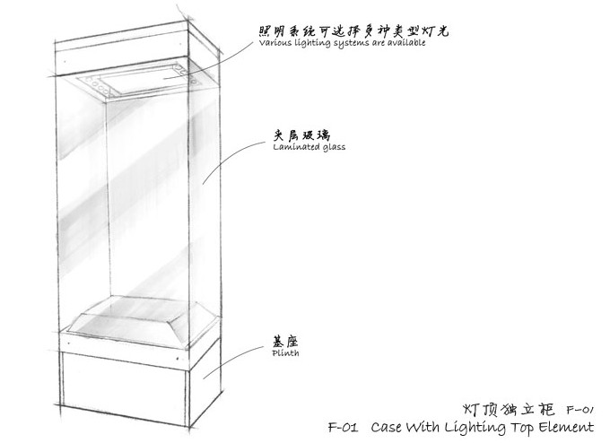 Museum Free Standing Display Cases - Case With Lighting Top Element ...