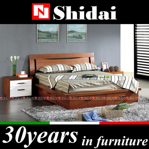 B79 Wood Double Bed Designs With Box / Wooden Box Bed Design / Double ...
