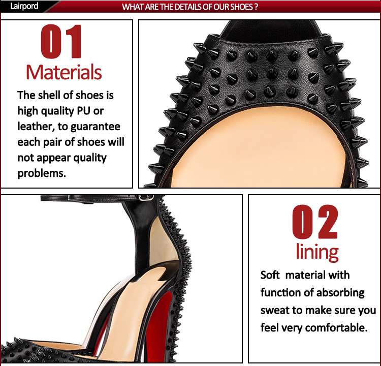 High Cone Heel Rivet Platform Leather Sandals, High Quality High Cone ...