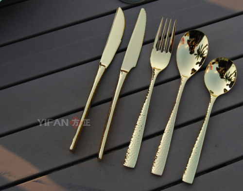 Dining 5 Piece Gold Flatware Set, High Quality Dining 5 Piece Gold ...