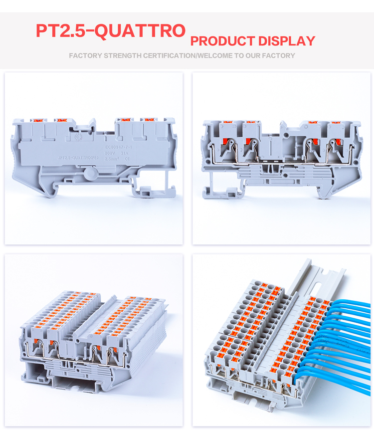 Din Rail Terminal Block Pt2.5-quattro Blue Spring Connection Push-in ...