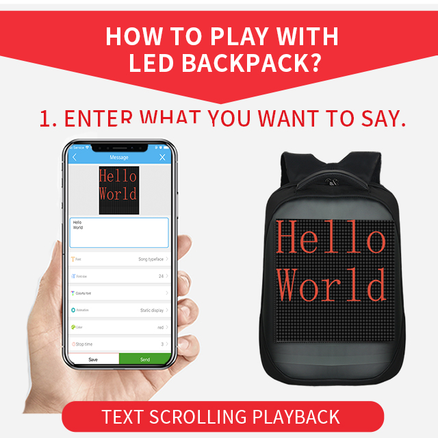 Customizable Led Backpack With Programmable Screen For Fashionable ...